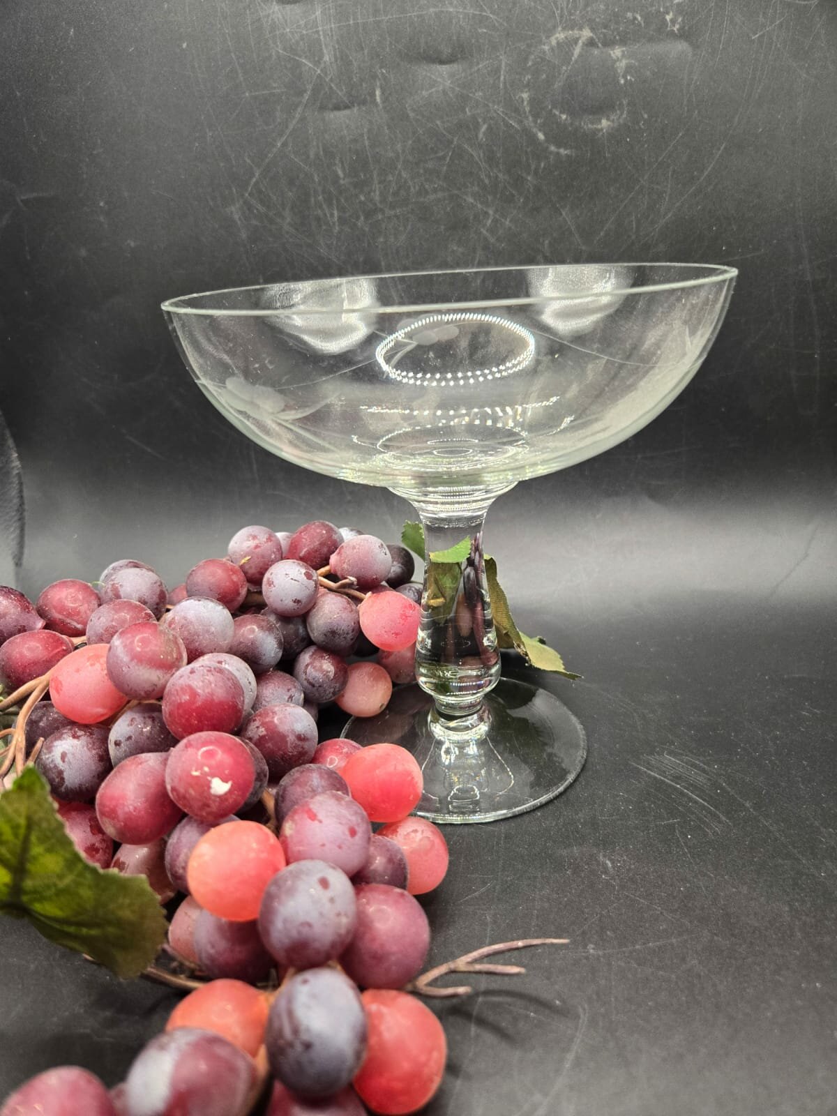 Ваза на ножке / Фруктовница винтажная советская, стекло, СССР