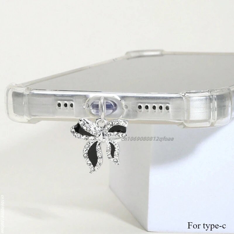 Подвеска с пылезащитной заглушкой для мобильного телефона, новая бабочка с искусственным жемчугом и бриллиантами, аксессуар, украшение для порта iPhone Type-c, 03 For type-c