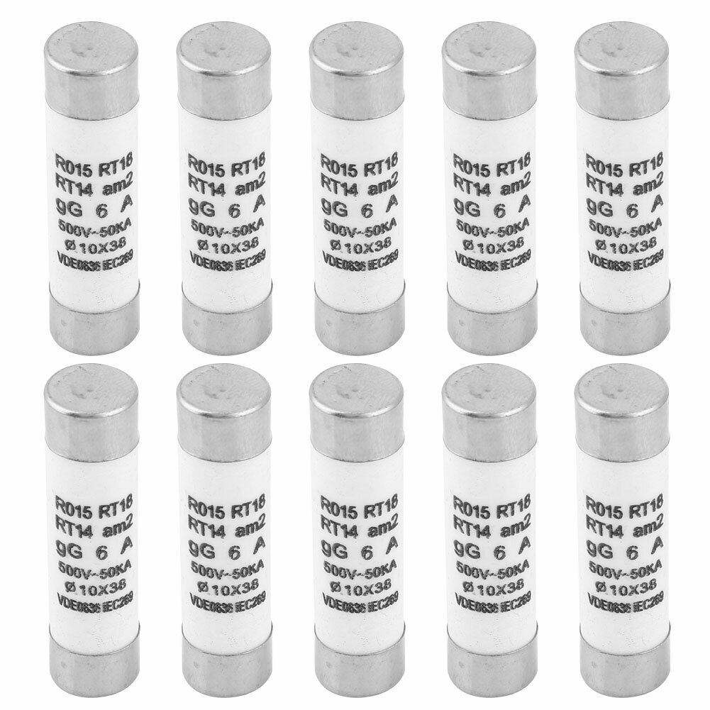 Предохранитель цилиндрический 10 шт 6A 10x38 мм 380-500 В AC индикатор