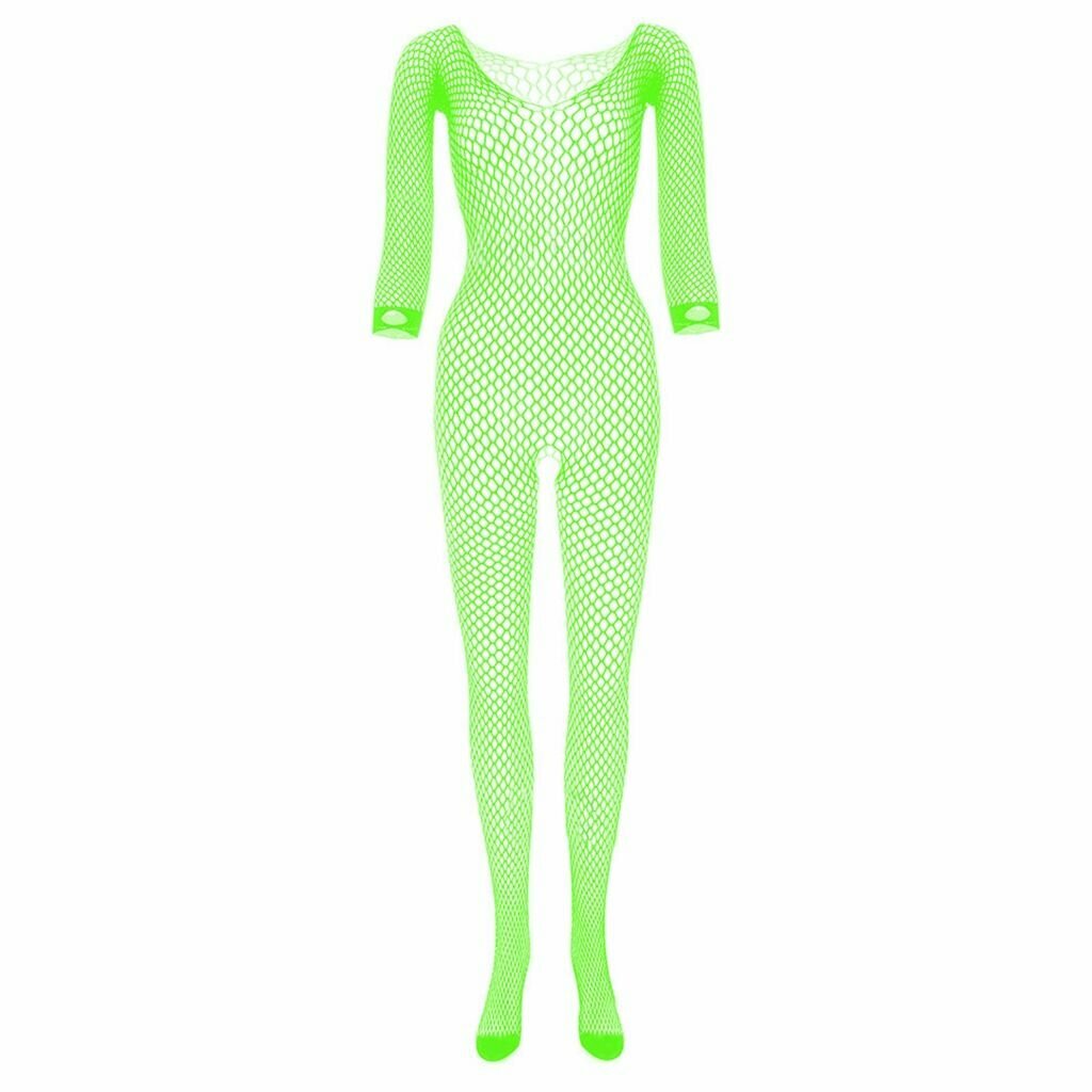 Сексуальное женское белье, прозрачные чулки в сеточку, цельные чулки - зеленые