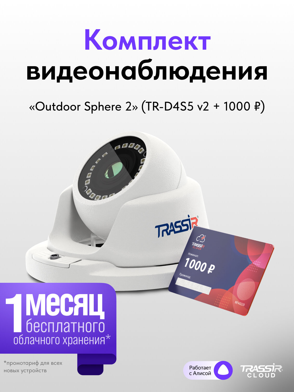 Cloud Outdoor Sphere 2 (Комплект TR-D4S5 v2 (2.8 мм) 1 шт+ 12 месяцев записи архива в облако)