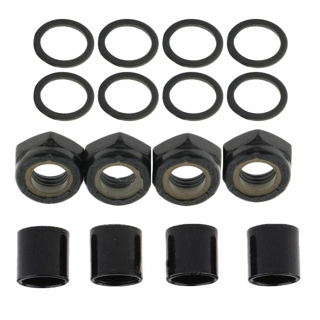 (3 комплекта) Стопорная колесная гайка кронштейна для скейтборда-весь черный комплект