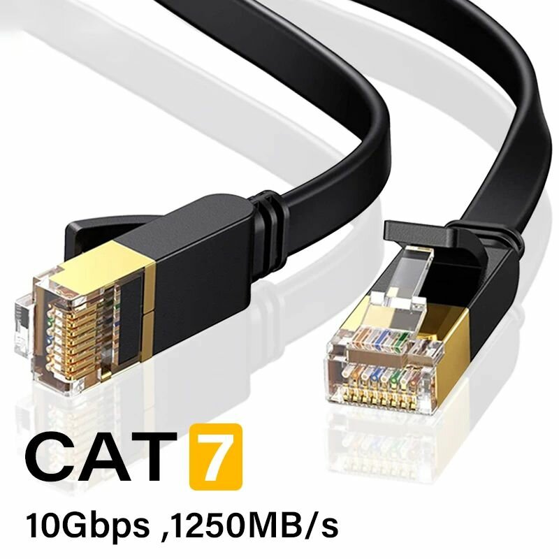 Кабель Ethernet CAT7 10 Гбит/с, сетевой кабель CAT 7 1250 Мбит/с для подключения к Интернету, сетевой шнур для ПК, модема, ноутбука, PS3, PS4, маршрутизатора, кабель RJ45 Ethernet