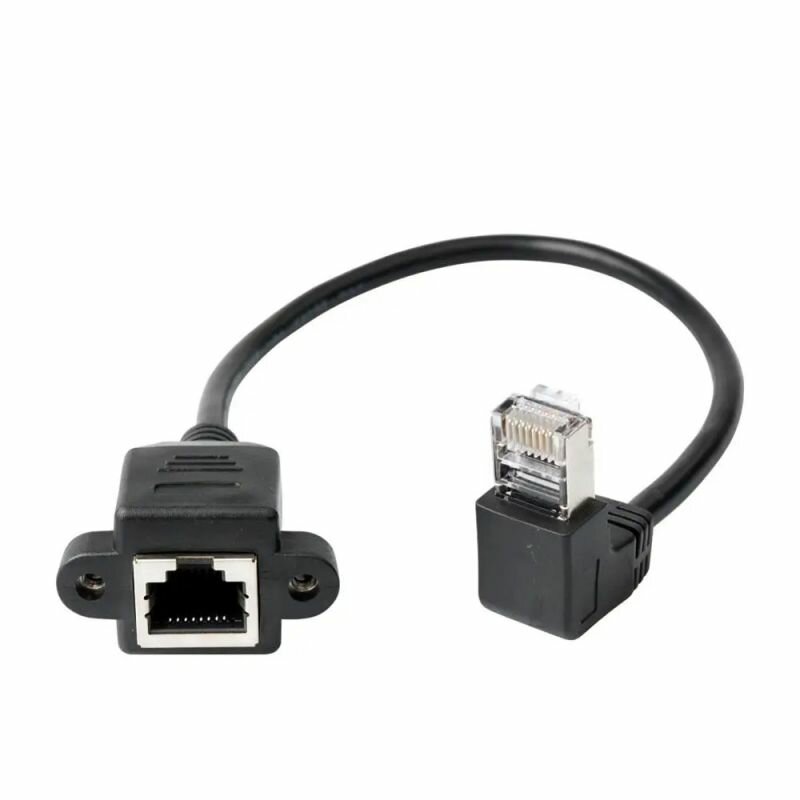 Угловой 90-градусный RJ45 «папа-мама» для монтажа на панель Ethernet-удлинитель LAN UTP Cat5e интернет-кабель с отверстием для винта