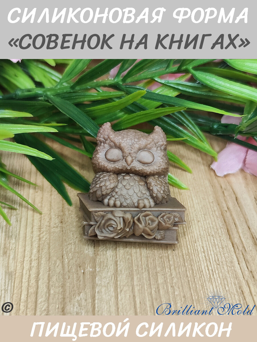 Силиконовая форма для конфет Brilliant Mold. Молд Совенок на книгах