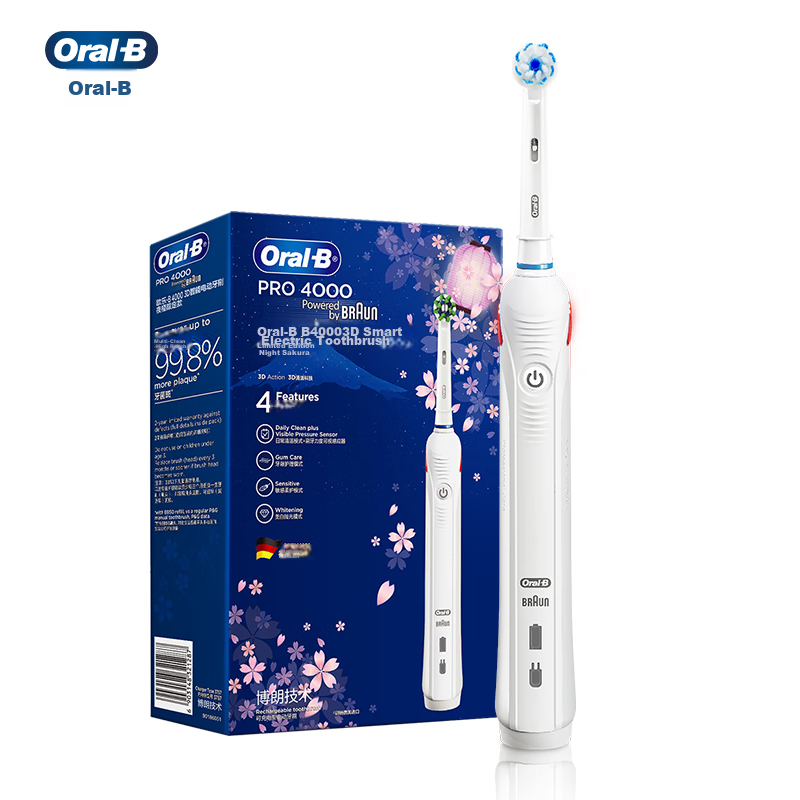 Электрическая зубная щетка Oral-B P4000 Deep Clean Gum Massage 3D Sonic P Series, белый