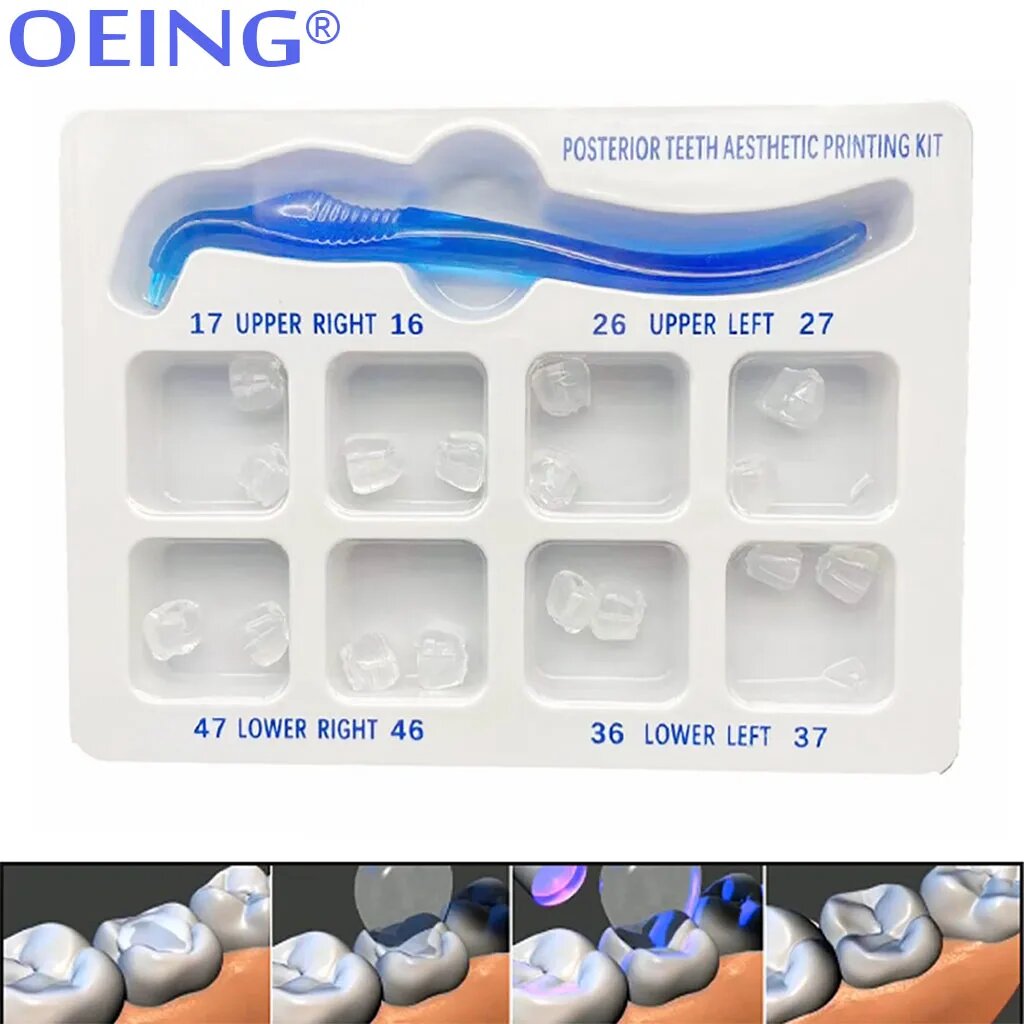 Набор форм для эстетической печати задних зубов для светоотверждения, композитные инструменты для реставрации, набор аксессуаров для стоматологии