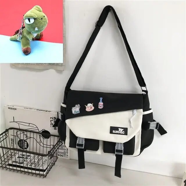 Нейлоновые сумки через плечо, вместительные сумки через плечо для девочек-подростков, мужские сумки-мессенджеры Harajuku, школьные сумки для студентов