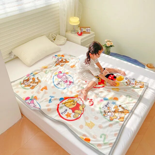 Детское одеяло Disney из толстого молочного флиса, повседневное одеяло с рисунком мультяшной вышивки/с рисунком Микки Мауса, одеяло для школьного детского сада на обеденный перерыв