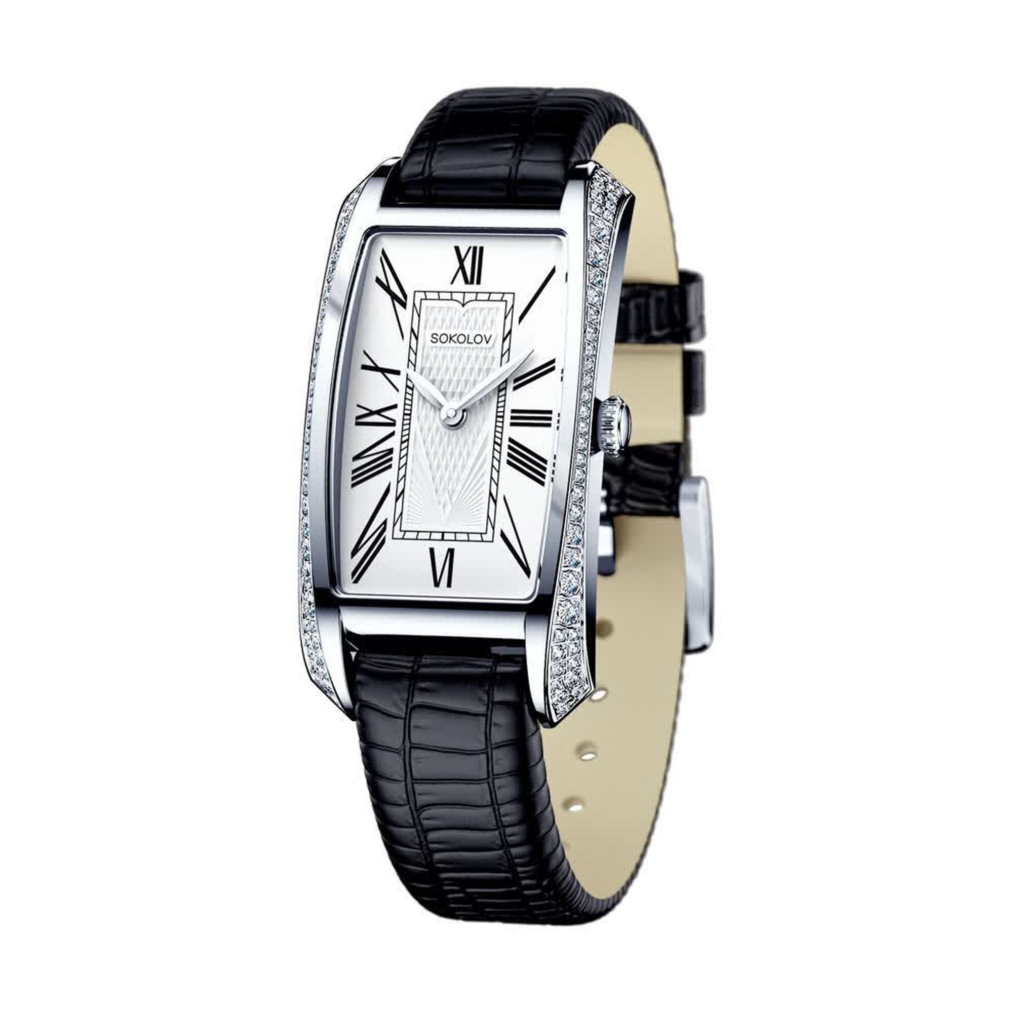 Наручные часы, серебро, фианит