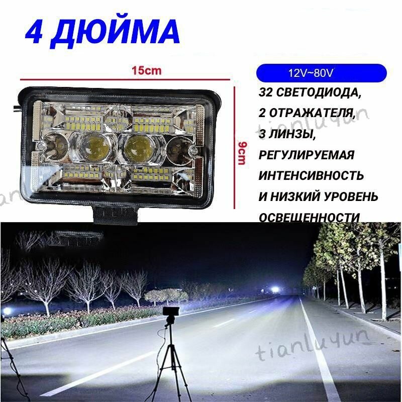 Фара автомобильная, 4 шт, арт. 1 шт Рабочие фары для сельхозтехники и спецтехники
