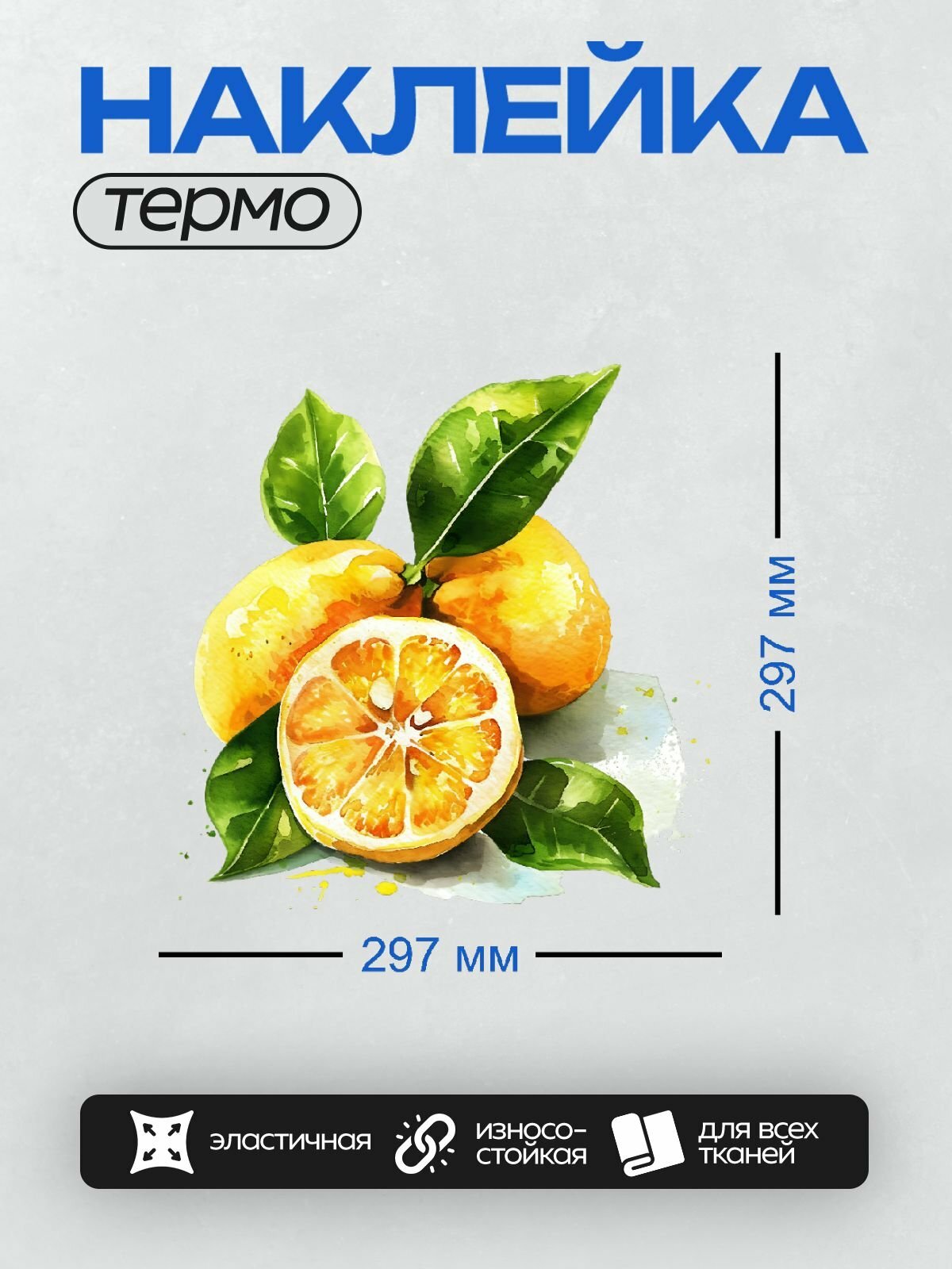 Термонаклейка PrintyFull на одежду DTF / Яркие апельсины с разрезом