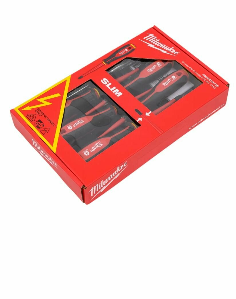 Набор трехгранных отверток VDE SL/PZ/PH + тестер напряжения - 7 ед. Milwaukee 4932478738