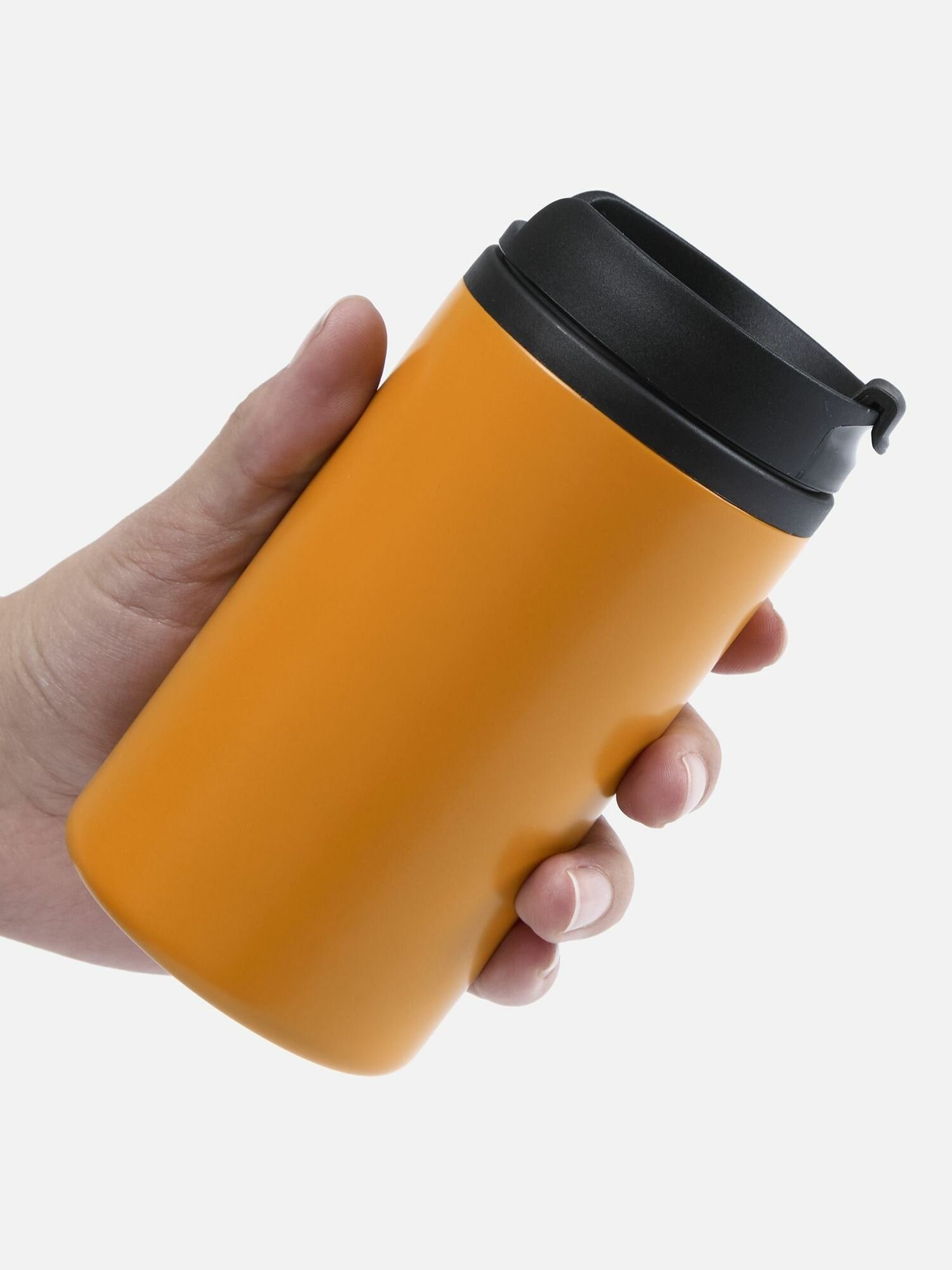 Термокружка для кофе чая с крышкой-клапаном автомобильная походный термостакан Canella, 250 мл, оранжевый матовый