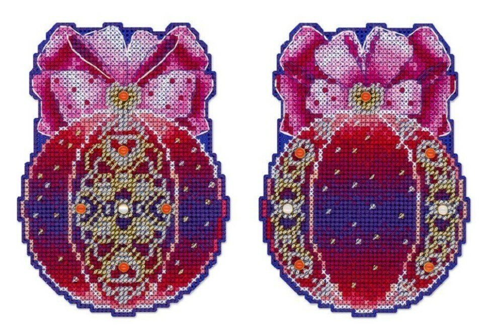 Набор для вышивания Жар-Птица #Р-1310 Елочный шар "Волшебство сердца", Счетный крест, 9 х 12 см