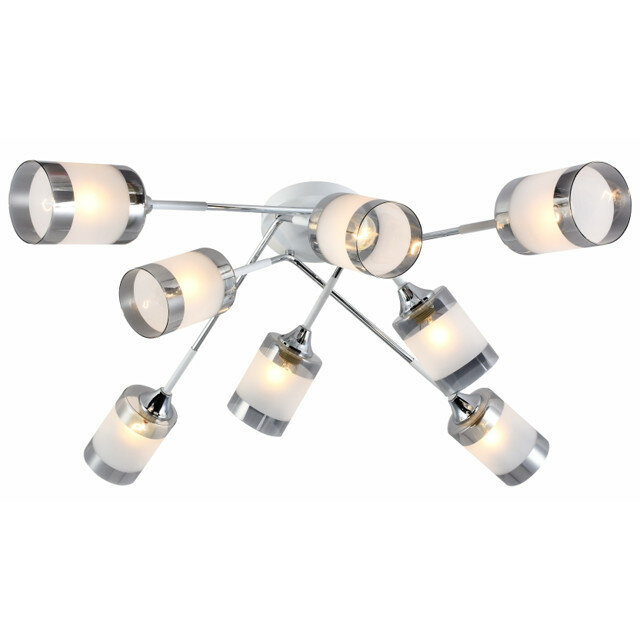 Люстра потолочная SCHAFFNER Bolso 8xE27 60Вт стекло металл белый хром
