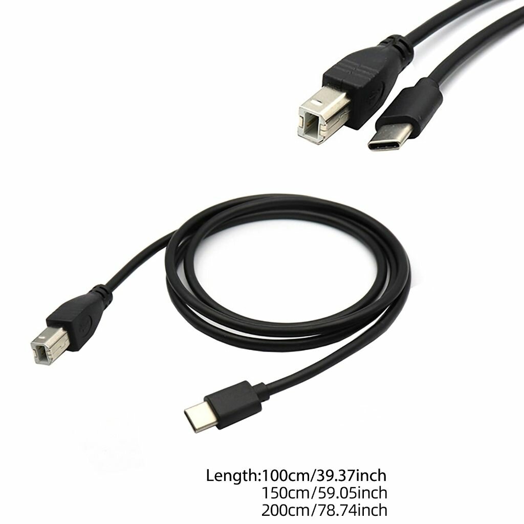 Высокоскоростной кабель принтера типа C к USB B. MIDI-шнур. Легкое подключение устройств длиной 1 м/1,5 м/200 см.
