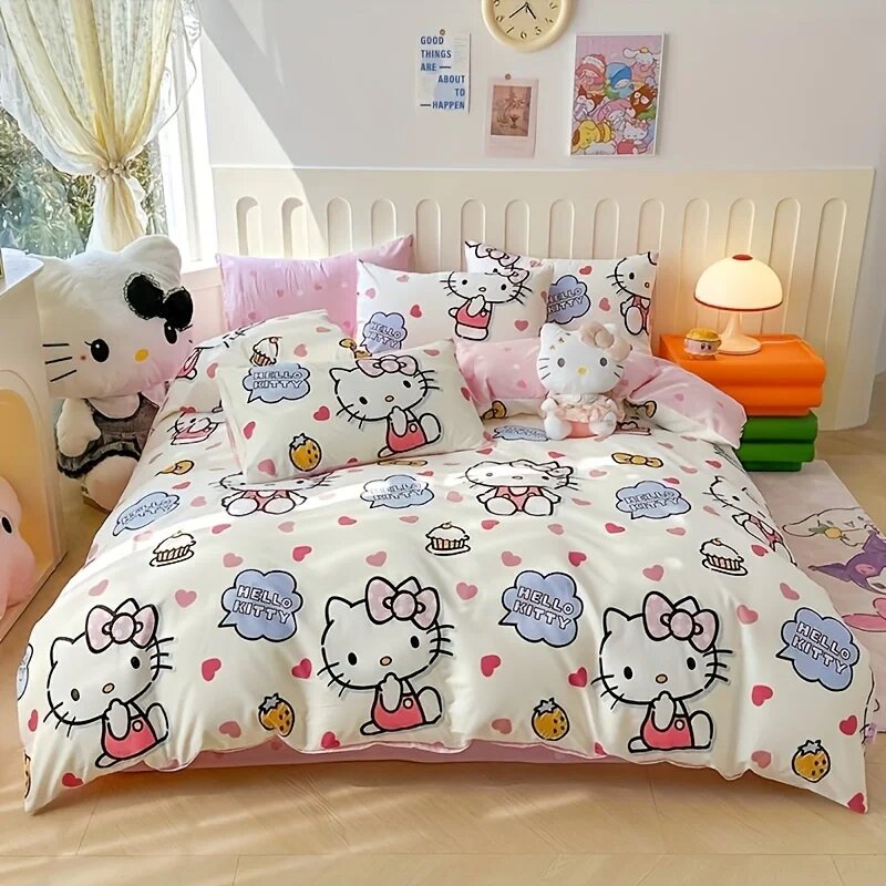 Комплект постельного белья MINISO Hello Kitty, Бежевый, 220x240cm 3PCS