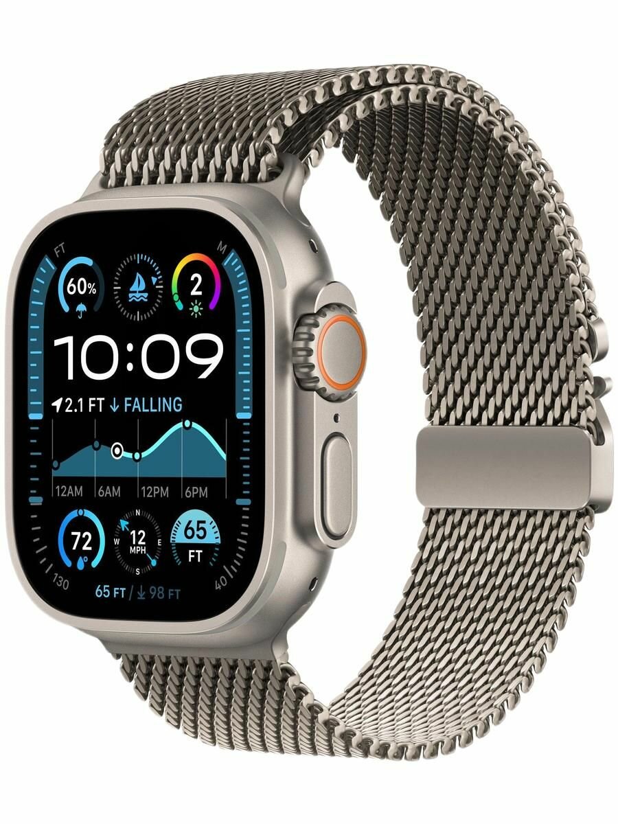 Титановый ремешок для Apple Watch 49 / 45 / 44 mm Natural Titanium Milanese Loop OEM
