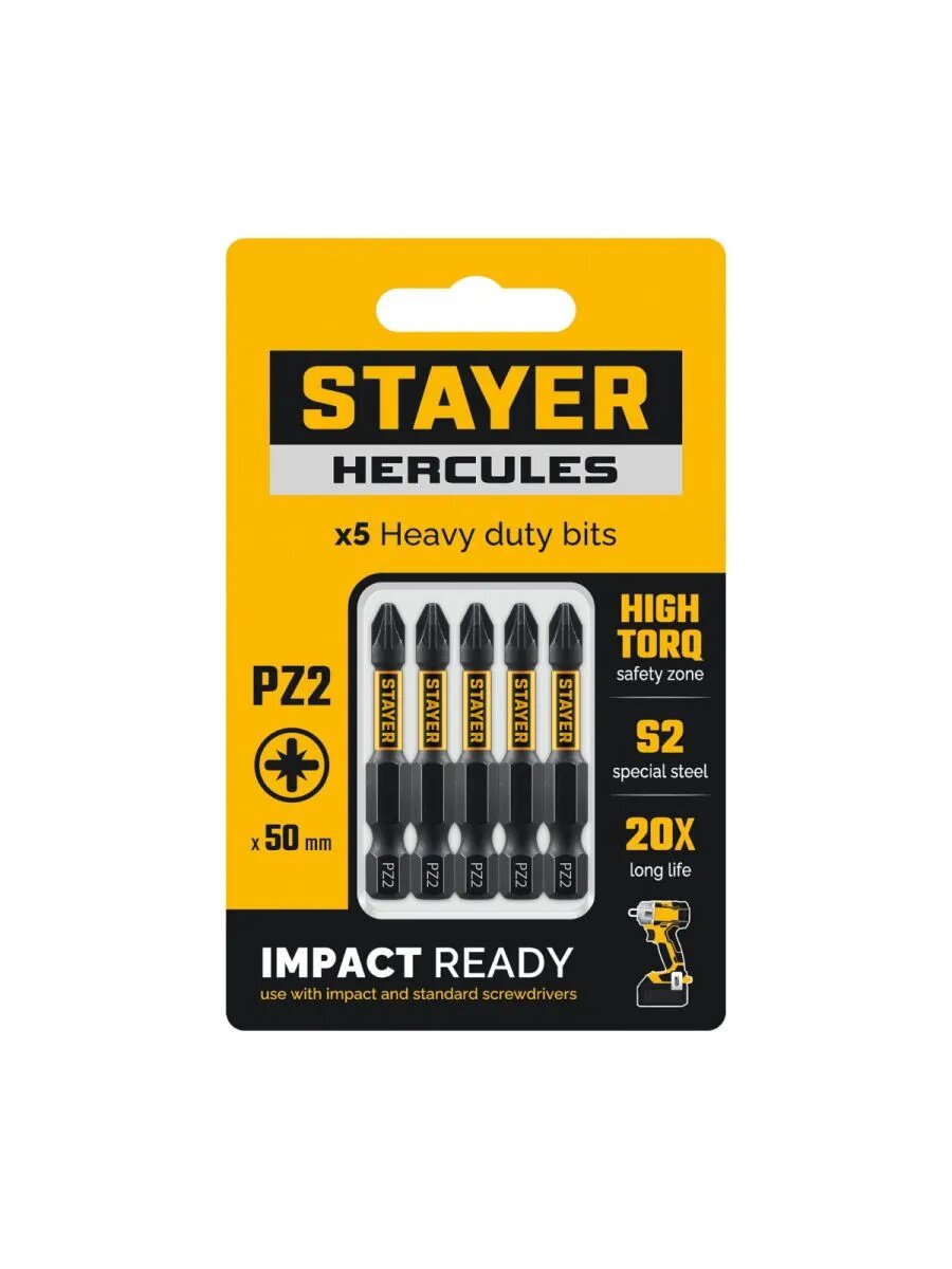 Stayer Биты торсионные PZ 2 50 мм 5 шт HERCULES 26233-2-50-5