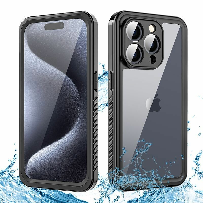 IP68 Водонепроницаемый чехол для телефона iphone16pro max черный капля-доказательство все-включая запечатанный защитный чехол