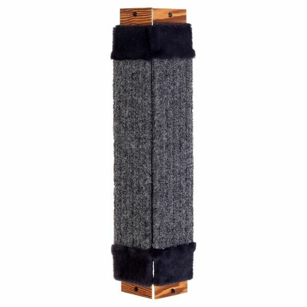 Когтеточка Кот Лукас ворс, узкая угловая, с мехом, 57х11 см