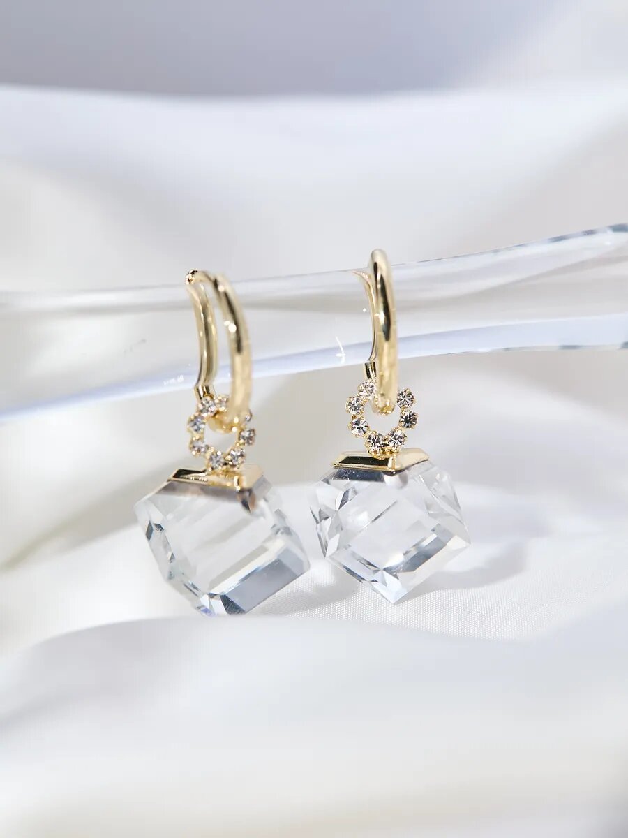 Серьги конго, фианит, циркон, кристалл