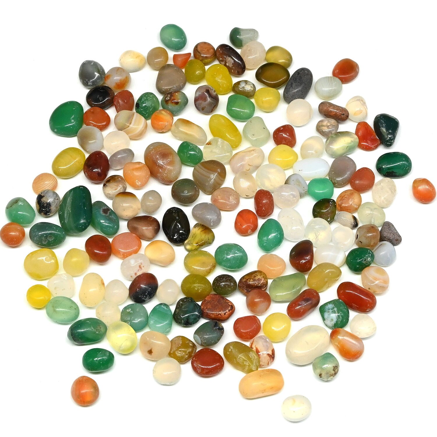 Агат цветной галтовка фракция 5-10мм, упаковка 100г .