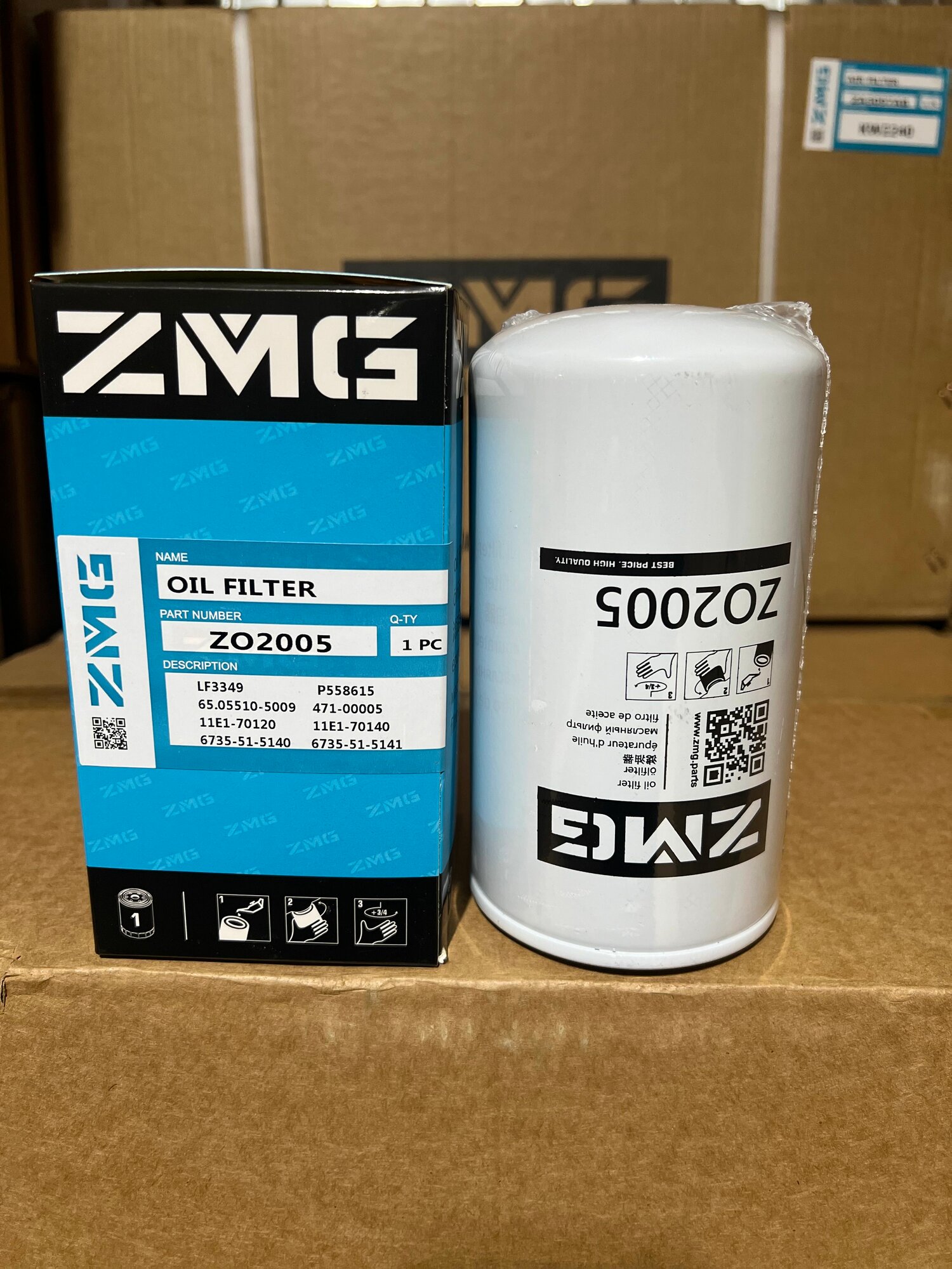 Фильтр масляный ZMG ZO2005 (ST10722; LF3349; LF3806; LF16006; P558615; P551018) KOMATSU DAEWOO DITCH WITCH, DOOSAN HYUNDAI CASE, CUMMINS JCB JOHN DEERE LIUGONG