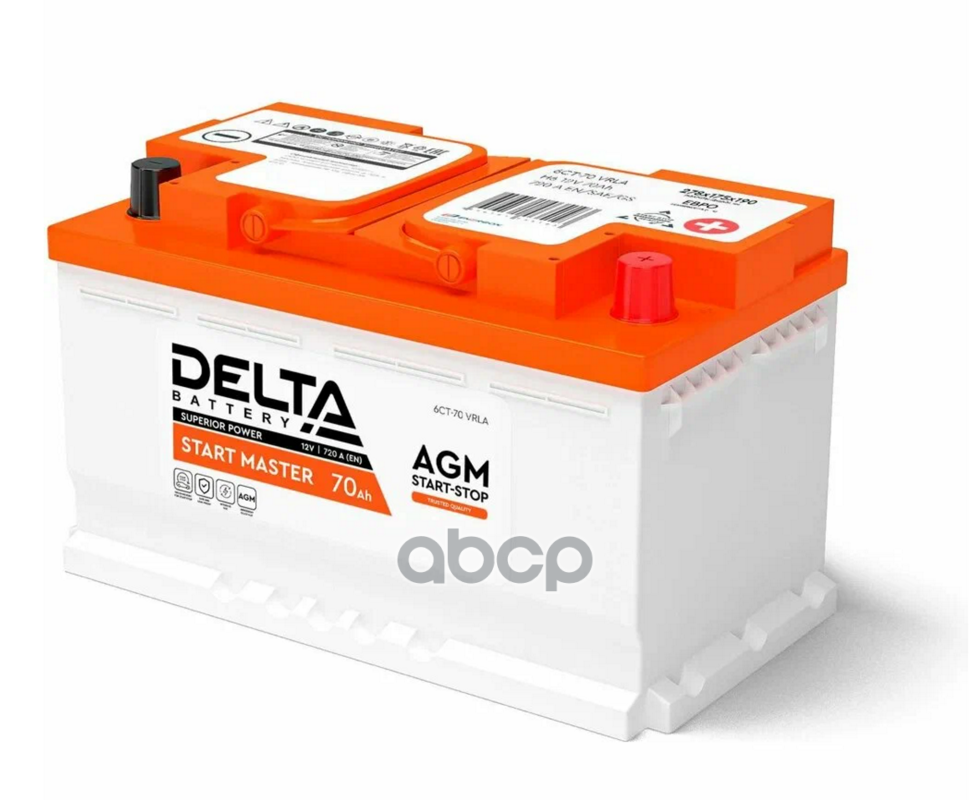 Аккумуляторная батарея! 70Ah 720A +справа 278x175x190 AGM DELTA battery арт. 3401010420008