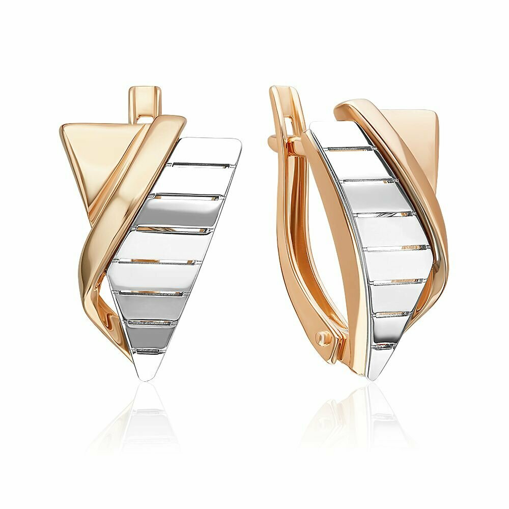 Серьги, комбинированное золото, 585 проба, родирование