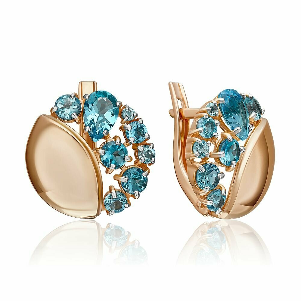 Серьги, красное золото, 585 проба, топаз