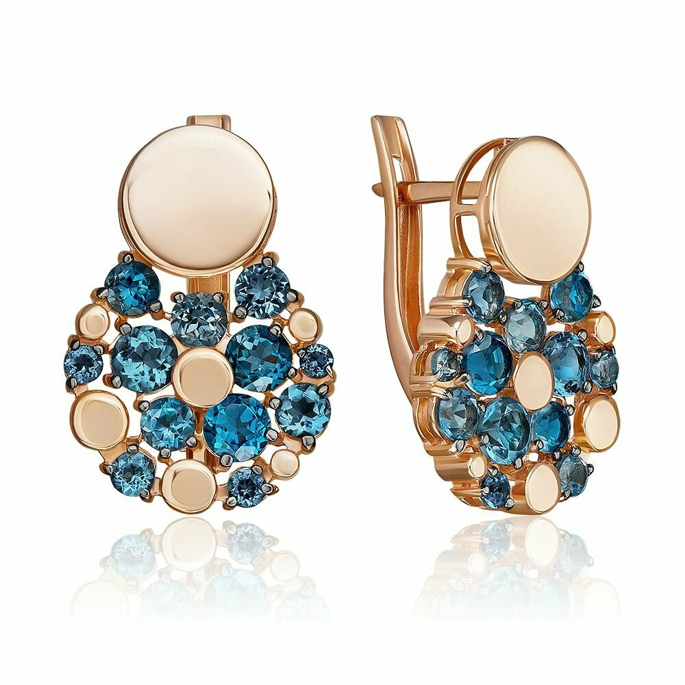 Серьги, красное золото, 585 проба, топаз