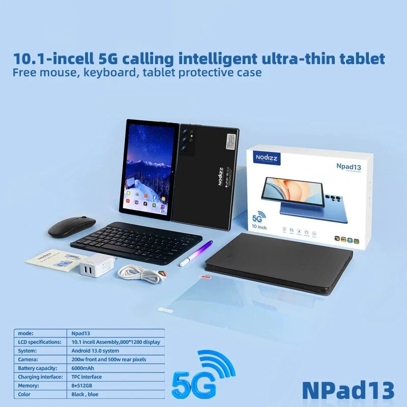 Планшет BEESITTO, 10.1", 8/512ГБ, Wi-Fi+5G, Android