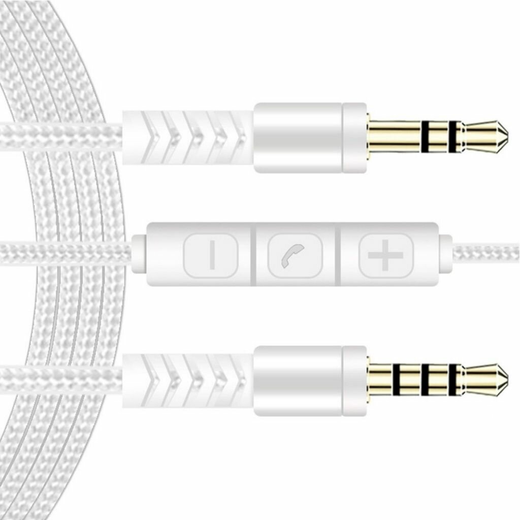 Кабель usb type c , Аудиокабель AUX с функцией увеличения и уменьшения громкости микрофона, сменный кабель длиной 3,5 мм от одного разъема к другому-белый