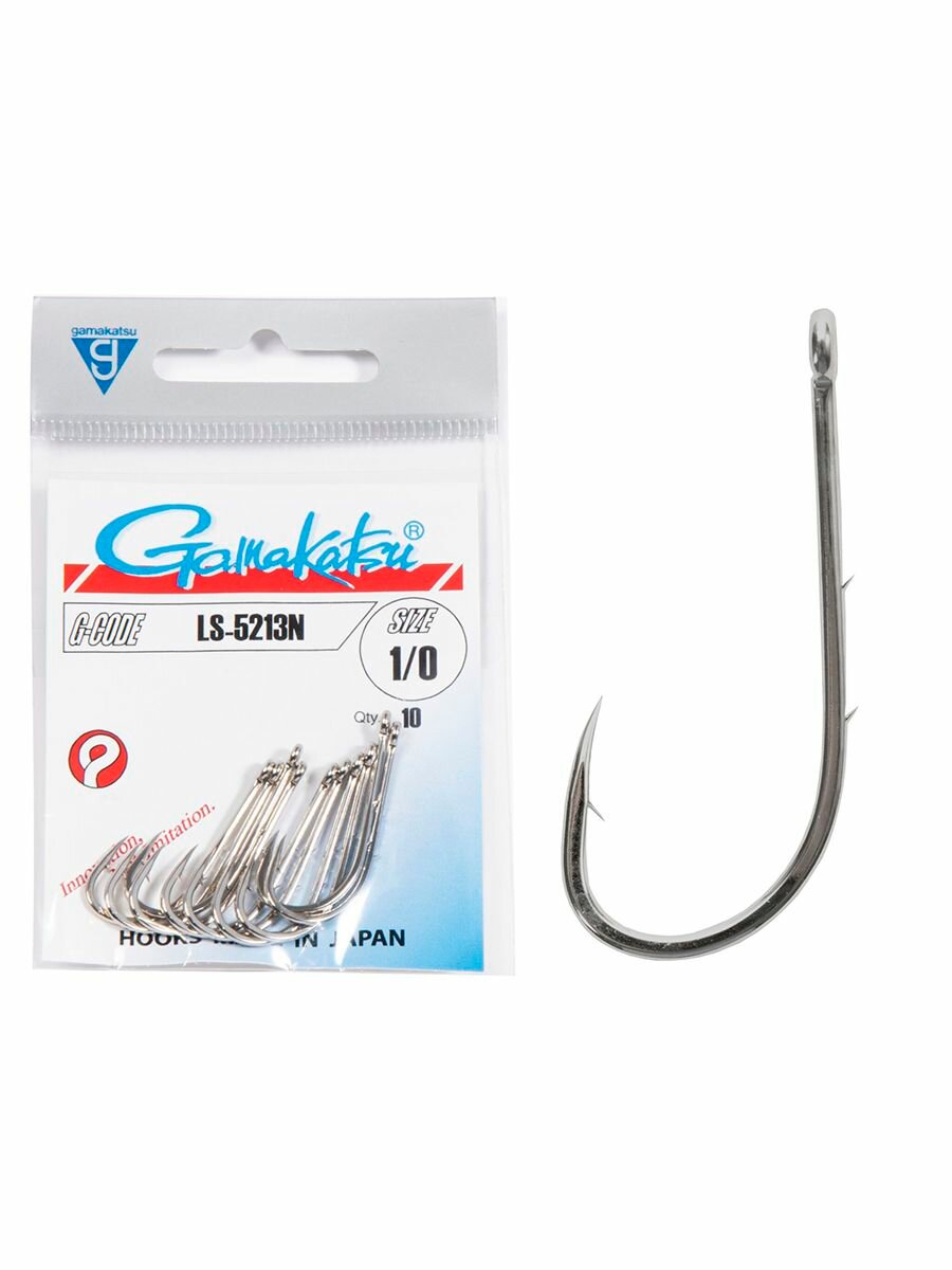 Крючки Gamakatsu LS-5213N HOOKS NICKEL размер 1/0 (упк.10шт.)