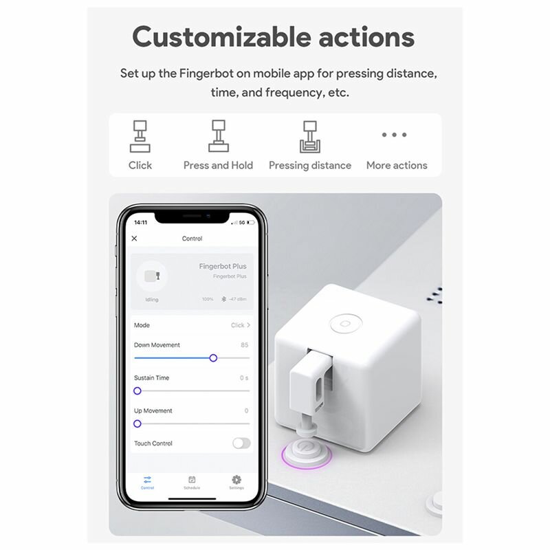 TUYA Smart Fingerbot Plus ZigBee Knop Pusher Управление через приложение