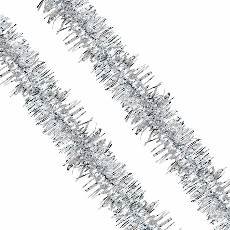 Новогодняя мишура КНР серебряная, 2 см, 2 м, из полимерных материалов