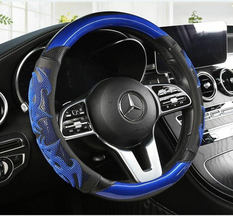 Оплётка на руль универсальная Драйв, чехол для руля, оплетка руля 38 см, синяя