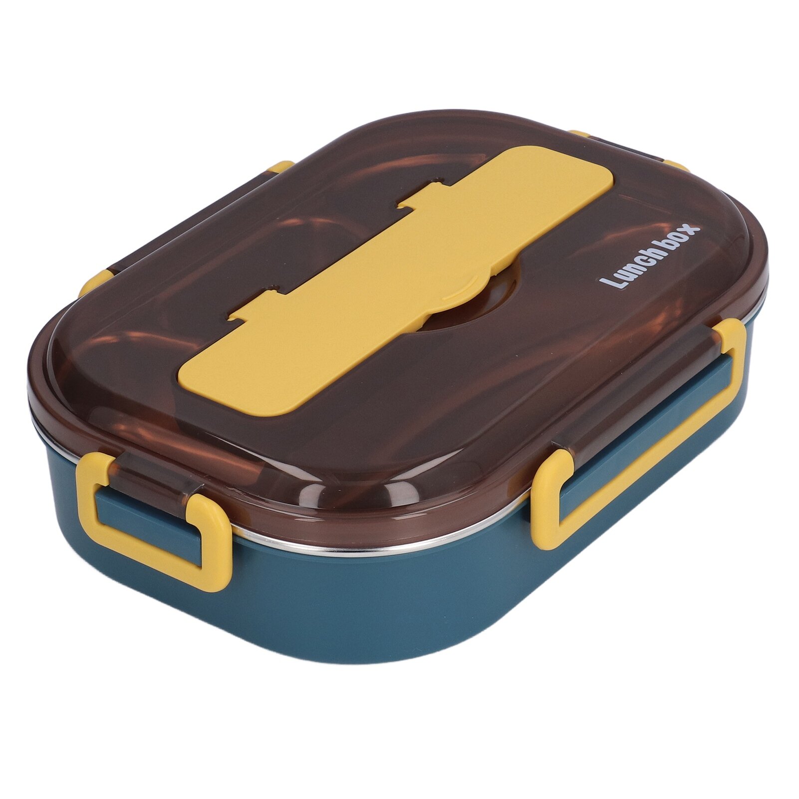 Ланч-бокс из нержавеющей стали, офисный работник, студент, ребенок, отдельный изолированный ланч-бокс, синий и желтый, один ланч-бокс с четырьмя сетками