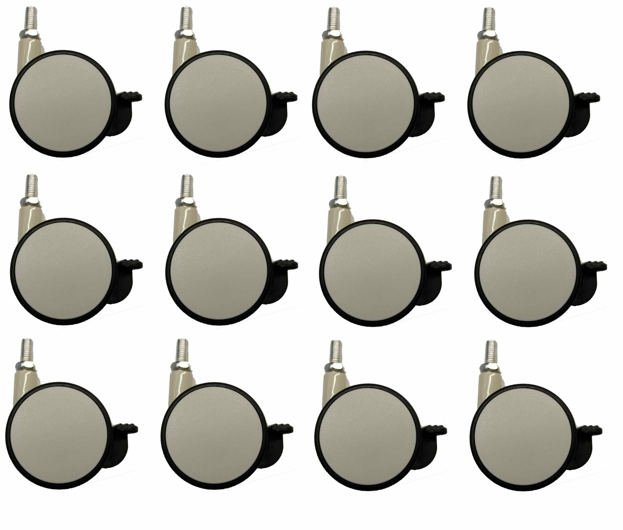 Колесная опора ф50мм, штырь-М8 со стопором, сер, нейлон (комплект 12 шт)