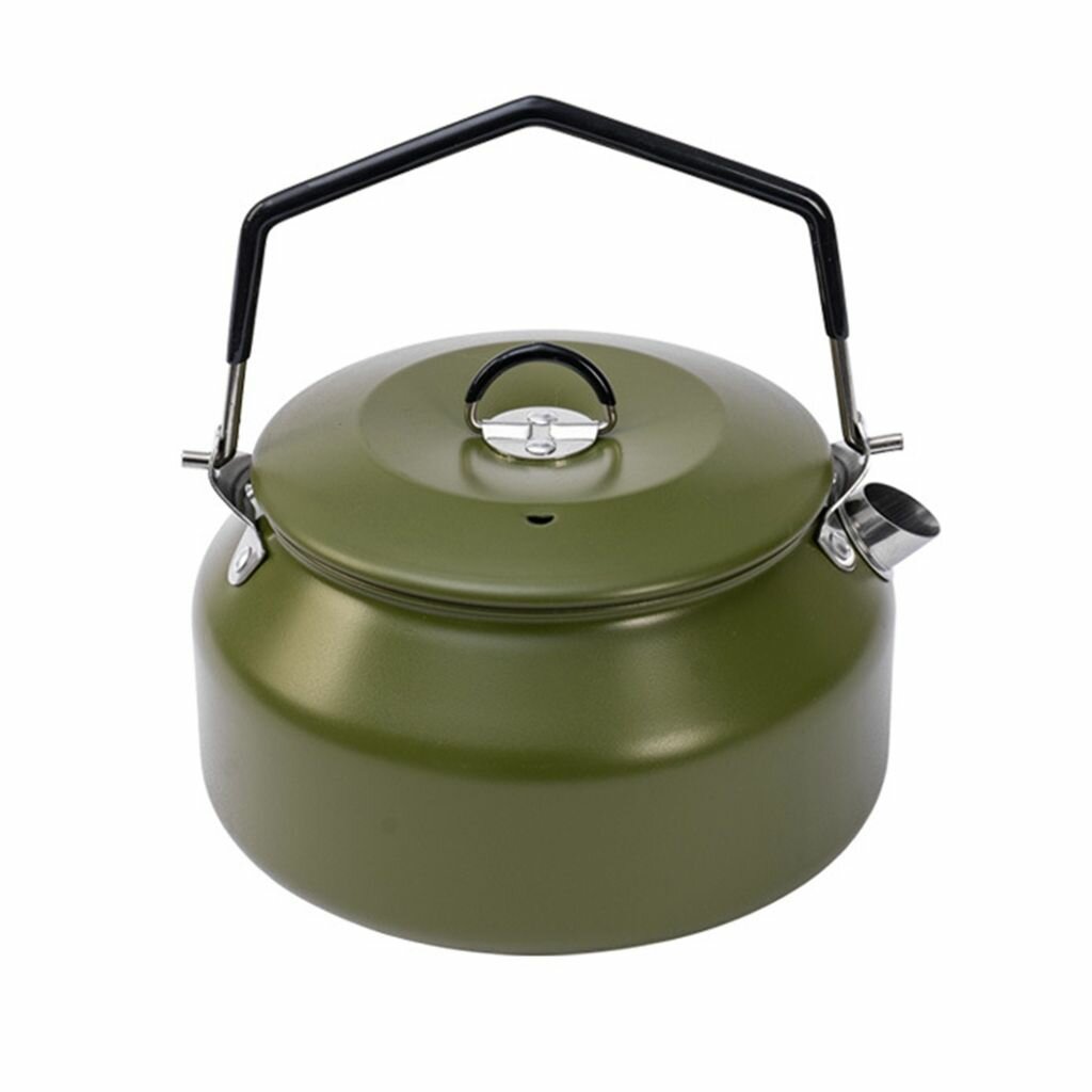 Походный чайник на открытом воздухе объемом 1 литр-армейский зеленый