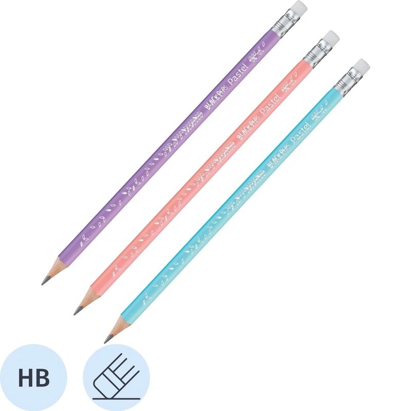 Карандаш чернографитный Maped BLACK PEP'S PASTEL НВ, дер,3хгр, лас,3шт,851719