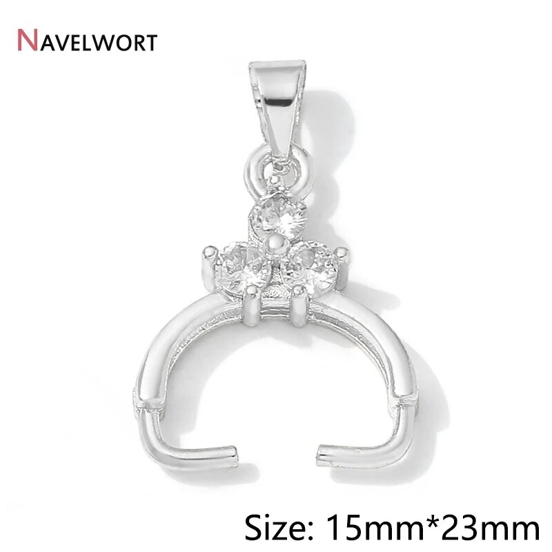 Бейлы для бижутерии NAVELWORT 3/6/9 шт, позолоченная латунь с цирконом 9 pieces, Silver plated
