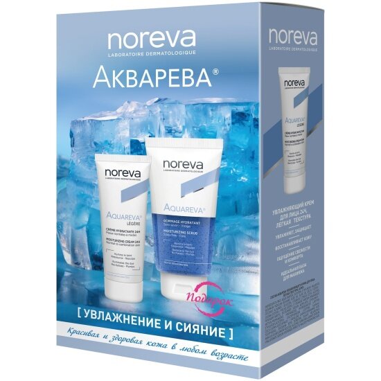 Подарочный набор Noreva Aquareva Увлажнение и сияние: крем 40 мл + скраб 75 мл