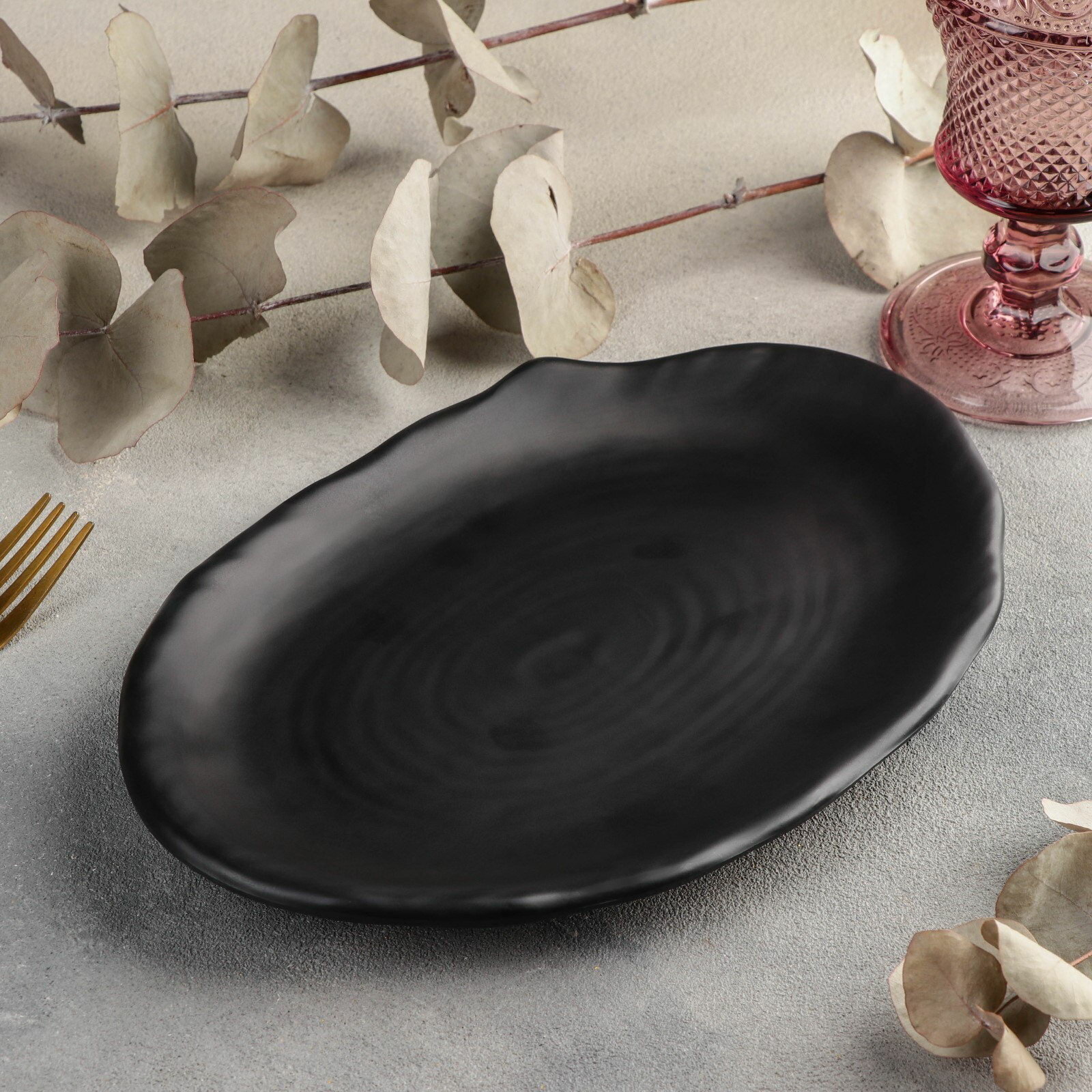 Блюдо сервировочное "Чёрный Восток", 25.5x17x2.5 см, пластик, чёрное