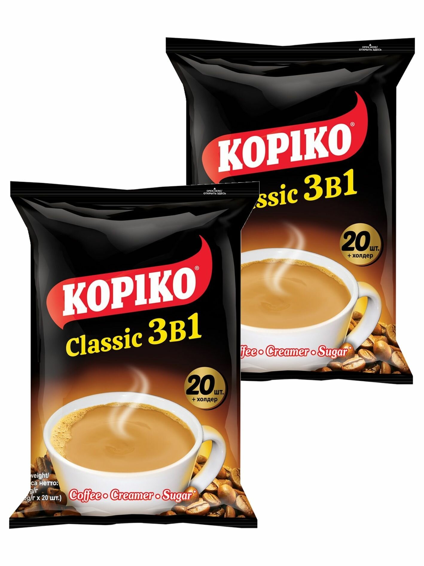 Кофейный напиток KOPIKO CLASSIC 3в1, 2 шт по 20 пакетиков