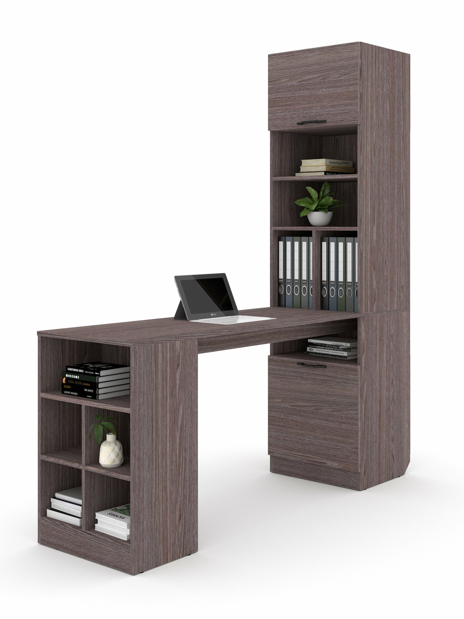Есэндвич Лаворо 11 Письменный стол со стеллажом 170х190х50 см (Анкор тёмный)