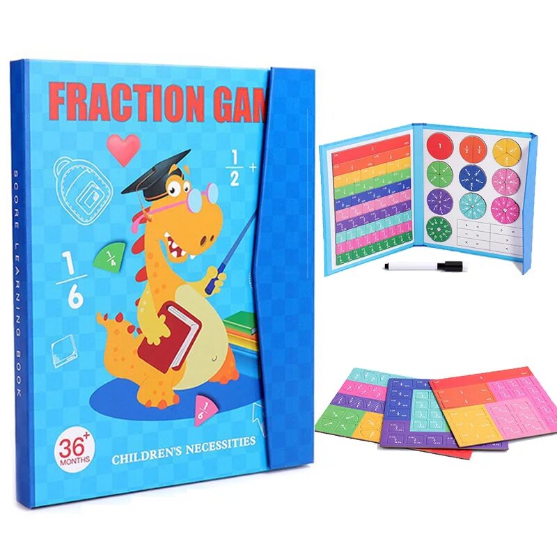 LKCOMO Магнитная книжка дроби Монтессори для детей от 3 лет Dragon