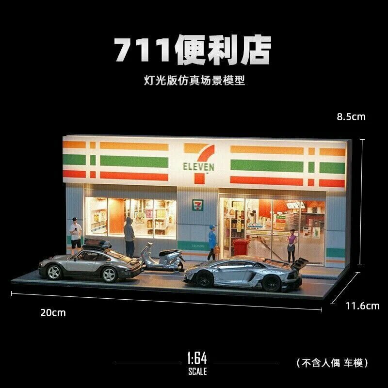 1/64 Диорама Сцена Модель Со Светодиодным Освещением -seven eleven store
